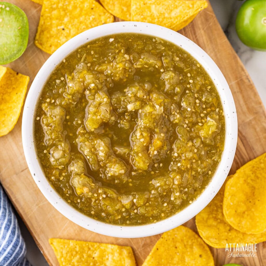 Roasted Tomatillo Salsa Recipe for Canning - Attainable Sustainable®